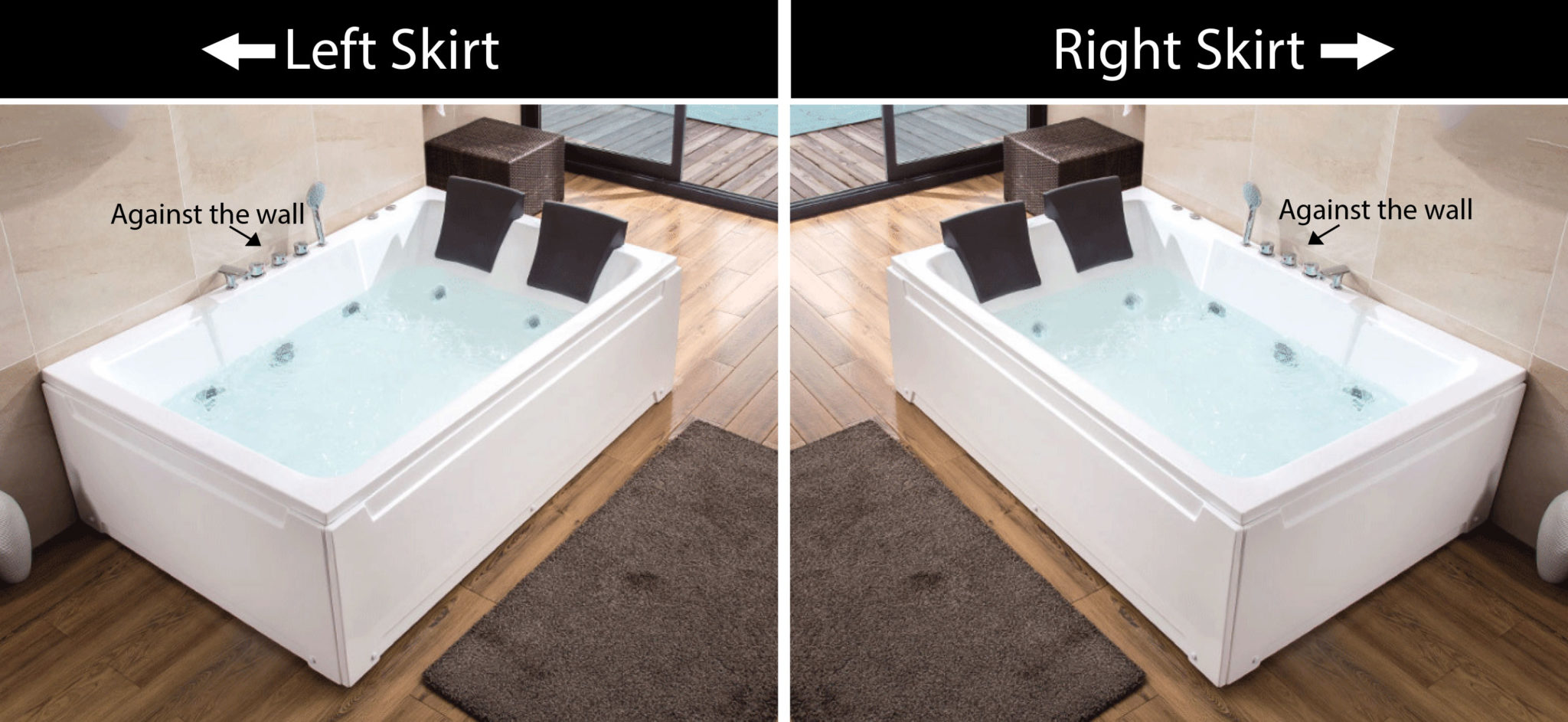 Luxury Aster Panel Double Bathtub / Jacuzzi Whirlpool - inovo